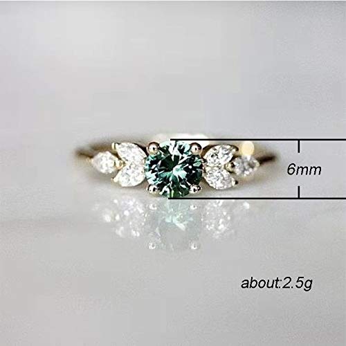 Sdouefos 18K Gold Plated Square Simulated Emerald Engagement Ring Women Wedding Engagement Gemstone Promise Engagement Ring (6)