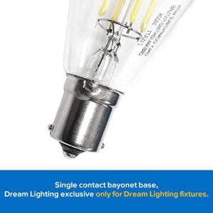 Dream lighting LED Edison Bulb 3W, 150 Lumens, Neutral White 3500K, LED Vintage Replace Globe Dinette Light Fixtures, Pack of 2