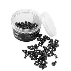 RIVECO Rack Screws & Cage Nuts for Server Cabinets & Racks Mounting Network Equipment Clip Nuts 50 Sets M6 x 16mm Black