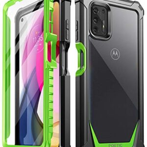 Poetic Guardian Series Case Designed for Motorola Moto G Stylus (2021), Full-Body Hybrid Shockproof Bumper Cover with Built-in-Screen Protector,Green/Clear