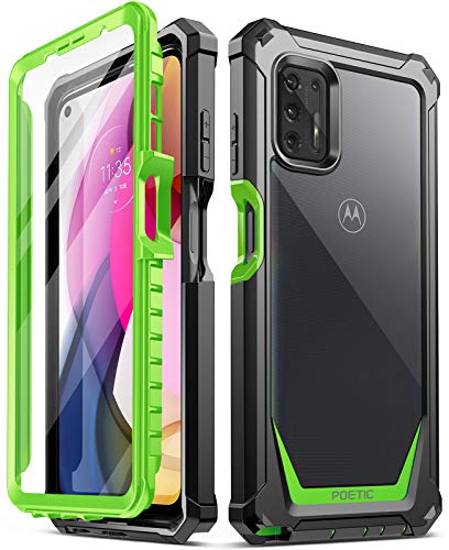 Poetic Guardian Series Case Designed for Motorola Moto G Stylus (2021), Full-Body Hybrid Shockproof Bumper Cover with Built-in-Screen Protector,Green/Clear