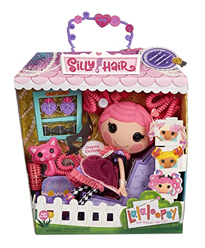 Lalaloopsy Silly Hair Doll - Confetti Carnivale with Pet Cat, 13" Masquerade Ball Party Theme Hair Styling Doll with Pink Hair & 11 Accessories in Reusable Salon Package playset, for Ages 3-103