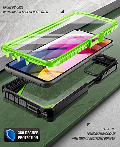 Poetic Guardian Series Case Designed for Motorola Moto G Stylus (2021), Full-Body Hybrid Shockproof Bumper Cover with Built-in-Screen Protector,Green/Clear