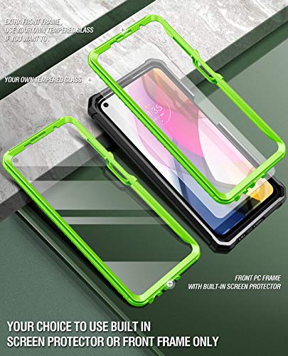 Poetic Guardian Series Case Designed for Motorola Moto G Stylus (2021), Full-Body Hybrid Shockproof Bumper Cover with Built-in-Screen Protector,Green/Clear