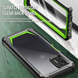 Poetic Guardian Series Case Designed for Motorola Moto G Stylus (2021), Full-Body Hybrid Shockproof Bumper Cover with Built-in-Screen Protector,Green/Clear