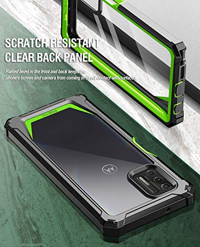 Poetic Guardian Series Case Designed for Motorola Moto G Stylus (2021), Full-Body Hybrid Shockproof Bumper Cover with Built-in-Screen Protector,Green/Clear