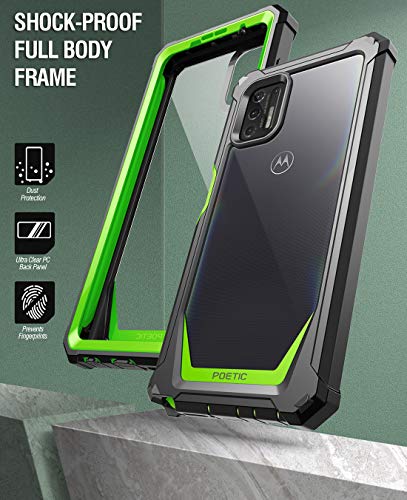 Poetic Guardian Series Case Designed for Motorola Moto G Stylus (2021), Full-Body Hybrid Shockproof Bumper Cover with Built-in-Screen Protector,Green/Clear