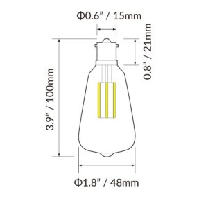 Dream lighting LED Edison Bulb 3W, 150 Lumens, Neutral White 3500K, LED Vintage Replace Globe Dinette Light Fixtures, Pack of 2