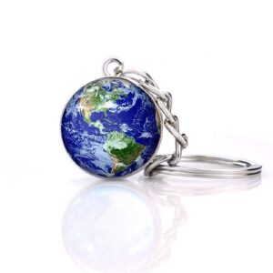 jwpavilion solar system planet keychain accessories pendant glow in the dark galaxy crystal glass ball key chain rings creative gifts for women men charms luminous globe llaveros keyring(earth)