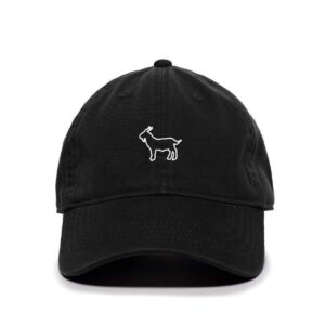 tech design goat baseball cap embroidered cotton adjustable dad hat black