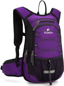 reinos hydration backpack with 3l bladder for men & women, daypack with thermal insulation | great for hiking, running, cycling, camping, skiing, outdoor activities (violet)