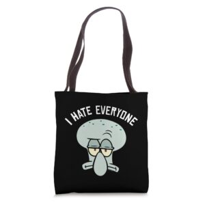 spongebob squarepants squidward hates everyone portrait tote bag