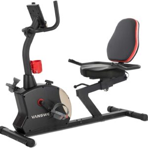 VANSWE Recumbent Exercise Bike for Seniors, Recumbent Bike for Home, Recumbent Stationary Bike 400LBS Weight Capacity with Smart App, LED Monitor, Heart Rate Handle, Magnetic Resistance (Red&Black)