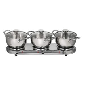 kalorik triple burner buffet set, stainless steel