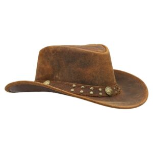 sidewinder australian cowboy leather hat unisex adult for men and women shapeable outback western style wide brim brown