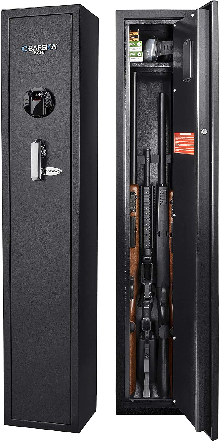 BARSKA New Large Quick Access Biometric Rifle Gun Safe Cabinet 9.8 in x 8.6 in x 52.17 in