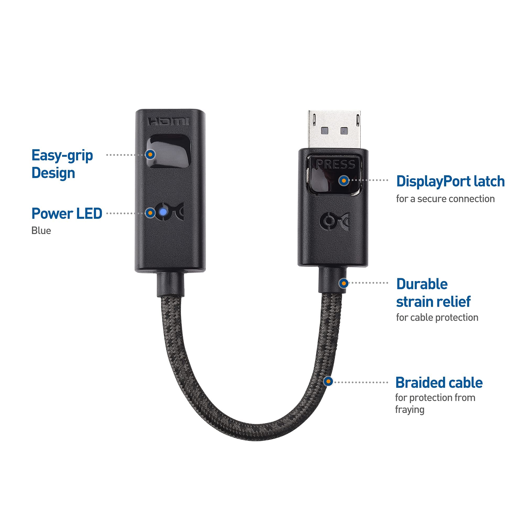 Cable Matters 8K DisplayPort 1.4 to HDMI 2.1 Adapter with 4K 120Hz / 8K 60Hz, 48 Gbps Unidirectional DisplayPort to HDMI 2.1 Cable Adapter in Black, Support for RTX 3080/3090, RX 6800/6900 and More