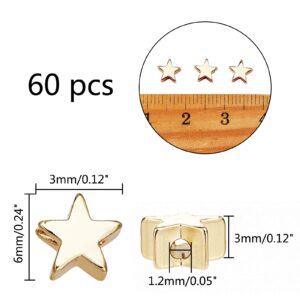 PH PandaHall 60pcs 14K Gold Star Beads 6mm Twinkle Star Beads Long-Lasting Spacer Beads Metal Brass Star Charm Beads Jewelry Beads for Necklace Bracelet Earring Christmas 4th of July