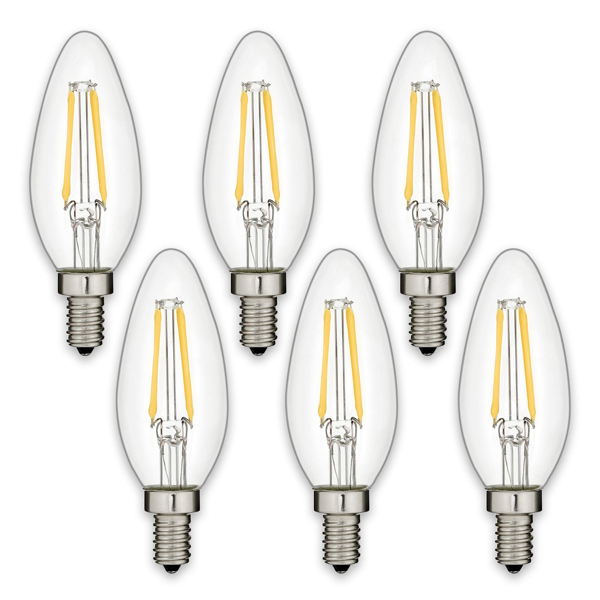 Sunbeam 16909 4W LED Warm White 2700K 40 W Equivalent, 15000 Hours, 350 Lumens, Medium Base, B11 Light Bulb 6-Pack