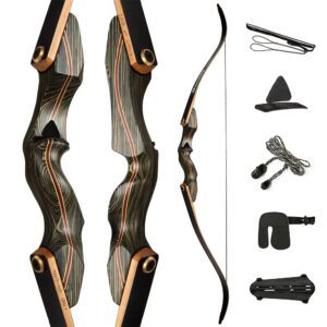 deerseeker archery 60" takedown recurve bow handmade wooden bow for adults & youth beginners with laminated limbs right/left-hand riser hunting practice target shooting 20-60lbs