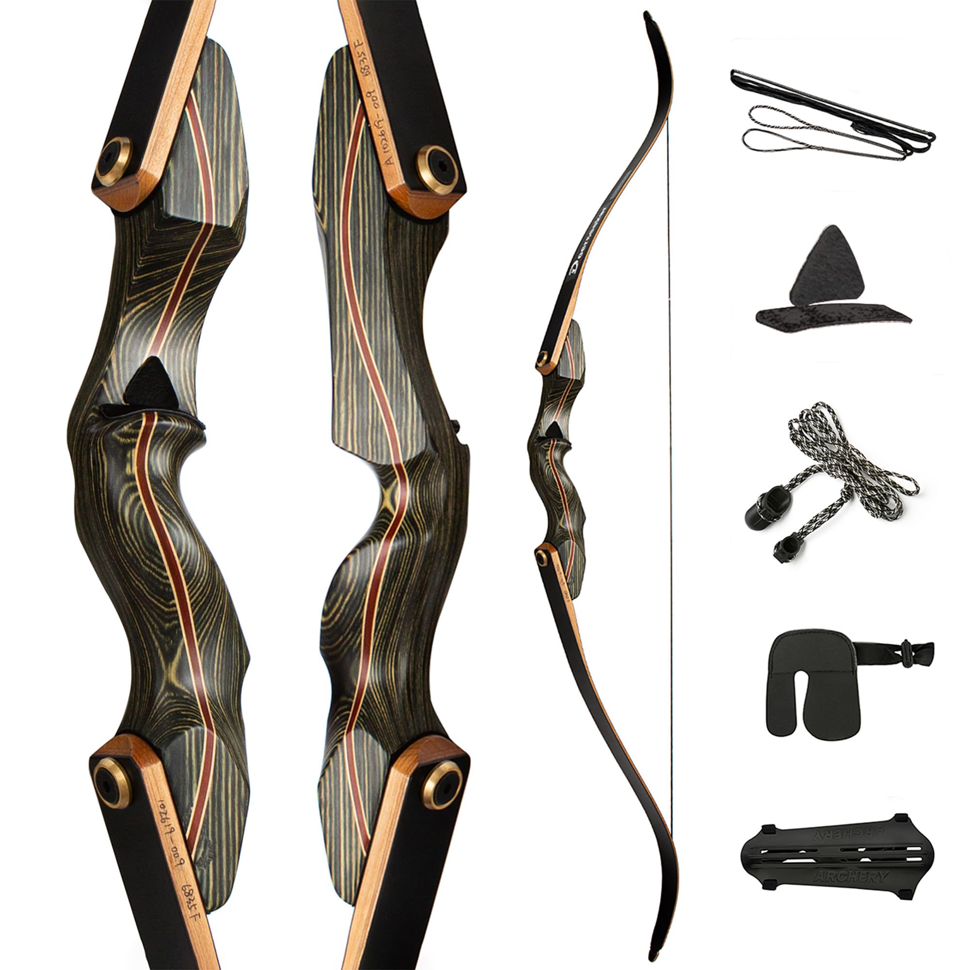 Deerseeker Archery 60" Takedown Recurve Bow Handmade Wooden Bow for Adults & Youth Beginners with Laminated Limbs Right/Left-Hand Riser Hunting Practice Target Shooting 20-60lbs