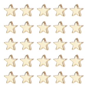 ph pandahall 60pcs 14k gold star beads 6mm twinkle star beads long-lasting spacer beads metal brass star charm beads jewelry beads for necklace bracelet earring christmas 4th of july