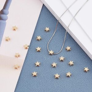 PH PandaHall 60pcs 14K Gold Star Beads 6mm Twinkle Star Beads Long-Lasting Spacer Beads Metal Brass Star Charm Beads Jewelry Beads for Necklace Bracelet Earring Christmas 4th of July