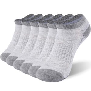 sunew golf bamboo socks women,ankle wicking no blister cushioned hiking trekking ankle breathable comfort tennis low cut socks with arch support 6 pack gray m