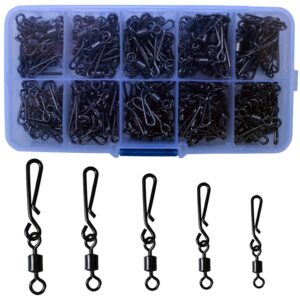 luengo 100pcs quick change snap fishing clip swivel connector fishing hook fishing line connect fishing swivels fast lock fishing swivel tackle accessory for outdoor fishing (100pcs mix size)