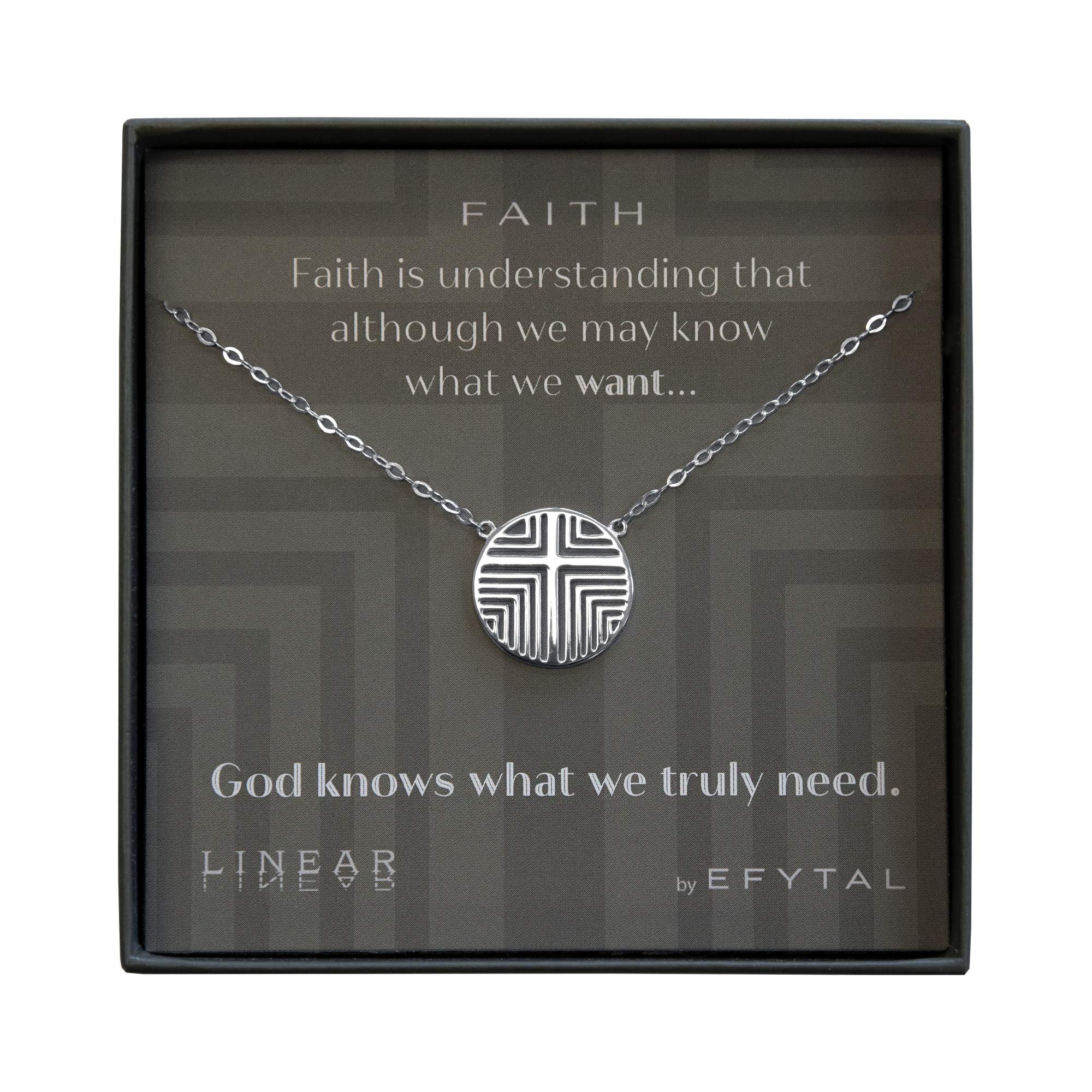 EFYTAL Religious Gifts for Women, 925 Sterling Silver Faith Cross Necklace for Women, Confirmation Gifts for Teenage Girl, Christian Gifts for Women, Spiritual Gifts for Women, Inspirational Gifts