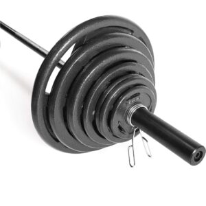 cap barbell 300 lb cast iron olympic weight set with 7’ olympic bar for muscle toning, strength building, weight loss - multiple choices available