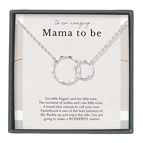 HOPE LOVE SHINE Eternity Circles Mom to Be Necklace - Sterling Silver Necklace - Ideal Gifts for New Mom, Expecting Mom, First Time Moms - Mothers Day Gift, Sterling Silver