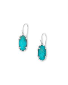 kendra scott lee drop earrings in sterling silver, genuine turquoise gem, fine jewelry for women