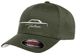 1960-63 ford falcon hardtop outline design flexfit 6277 athletic baseball fitted hat cap olive l/xl