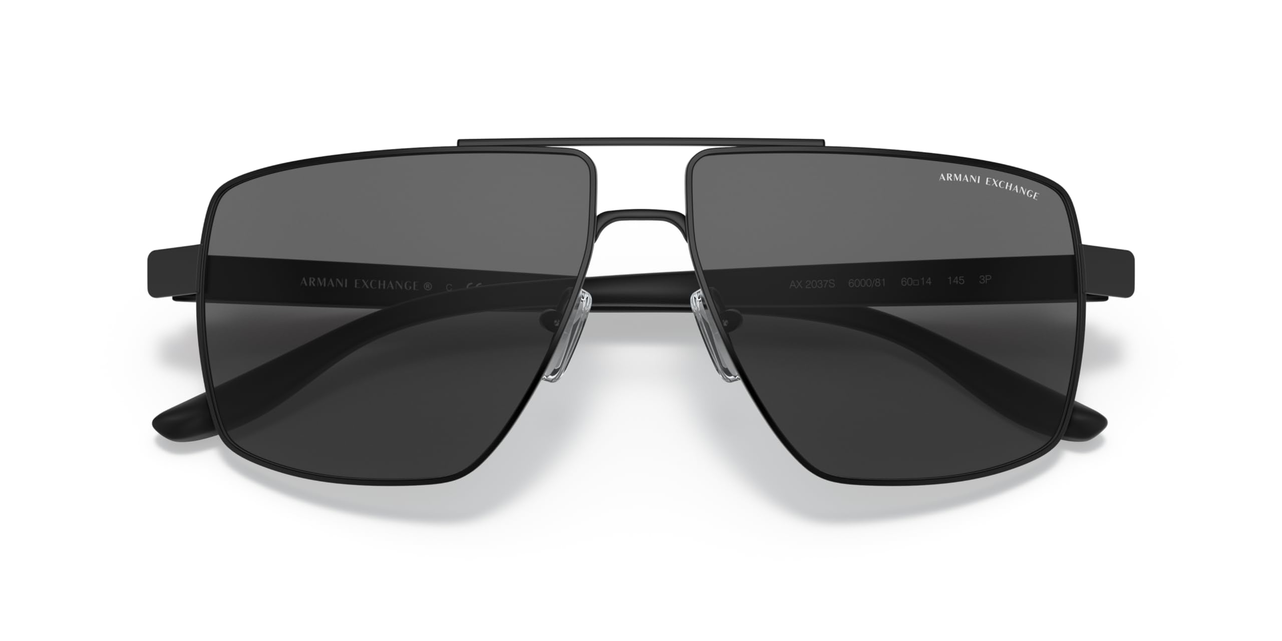 A|X ARMANI EXCHANGE Men's AX2037S Square Sunglasses, Matte Black/Grey Polarized, 60 mm