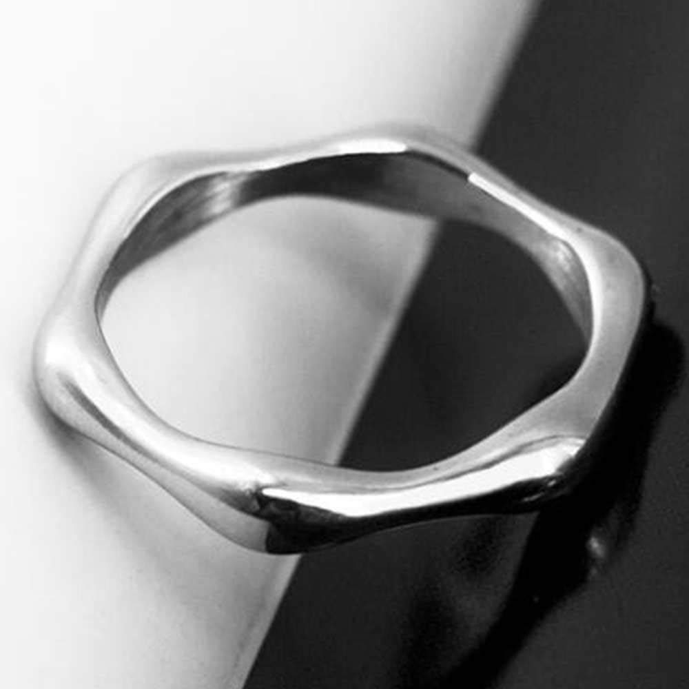 Jude Jewelers Stainless Steel High Polishd Irregular Shape Bone Bambbo Style Stackable Weddiing Band Ring (Silver, 8)