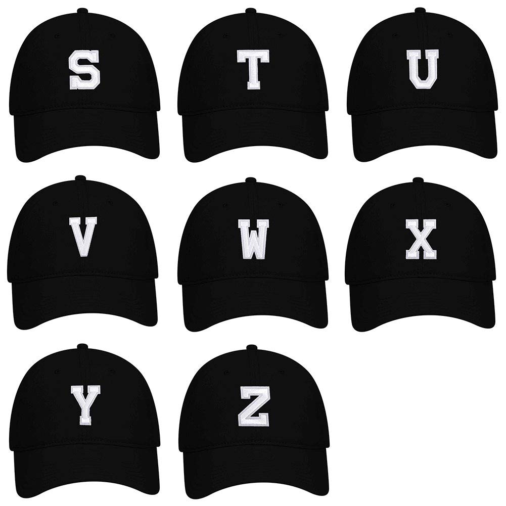 iZZYZX White Alphabet Embroidered Patch 6 Panel Low Profile Dad Hat - Black T