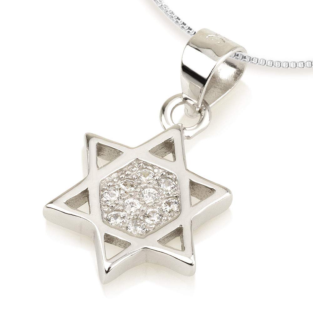 Star of David Necklace for Women, 925 Sterling Silver Pendant with small Jewish Star Symbol, Israeli Made Hebrew Israelite Jewelry Kabbalah Blessing Jewish Jewelry for Women Holy Land Gifts (yp6167)