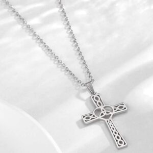 Jude Jewelers Stainless Steel Celtic Infinity Knot Christian Cross Religious Pendant Necklace (Silver)