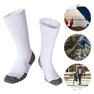 SoxDaddy 10P Pack Men's Cotton Moisture Wicking Cushion Crew Work Socks (US 13-15/Shoe Size 12-15, White3)