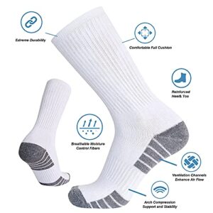 SoxDaddy 10P Pack Men's Cotton Moisture Wicking Cushion Crew Work Socks (US 13-15/Shoe Size 12-15, White3)