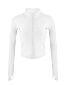 uaneo workout tops for women cropped workout jackets for women yoga athletic jacket (white-s)