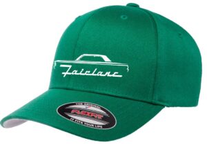 1963 ford fairlane hardtop outline design flexfit 6277 athletic baseball fitted hat cap pepper green s/m