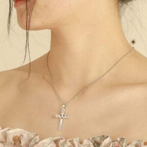 Jude Jewelers Stainless Steel Celtic Infinity Knot Christian Cross Religious Pendant Necklace (Silver)