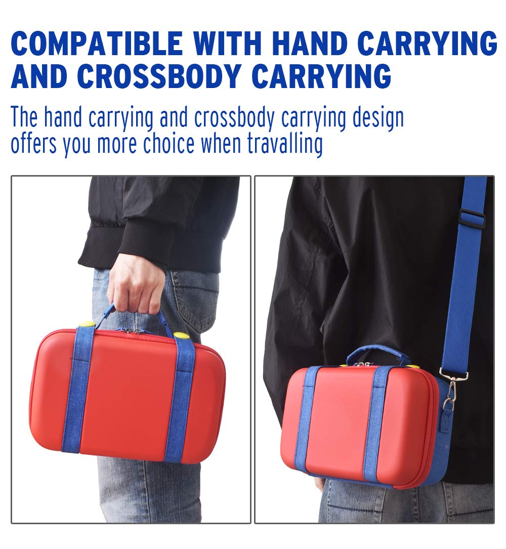 Ravol Carrying Case for Nintendo Switch, Portable Storage Bag for Nintendo Switch Organization - Blue/Red