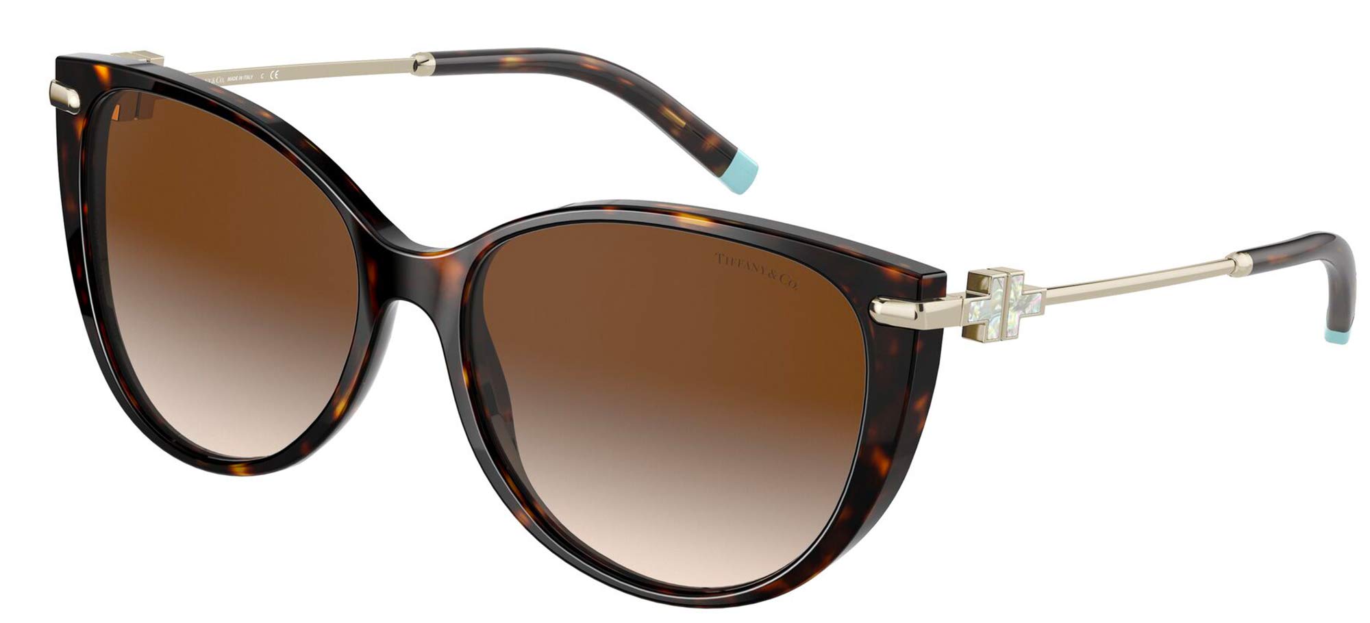 Tiffany & Co. Woman Sunglasses Havana Frame, Brown Gradient Lenses, 57MM