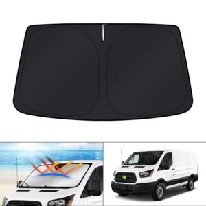 kust custom fit windshield sun shade for 2015-2025 ford transit accessories wagon xl,wagon xlt cargo vehicle,connect van xl sunshade foldable sun visor protector blocks uv rays keep your car cooler