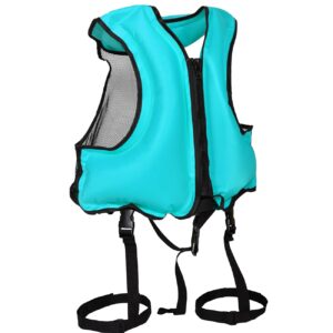 pqpb snorkel vests for adult inflatable floatage jacket upgraded buoyancy kayak aid swim jackets with leg straps blue (sof00002)