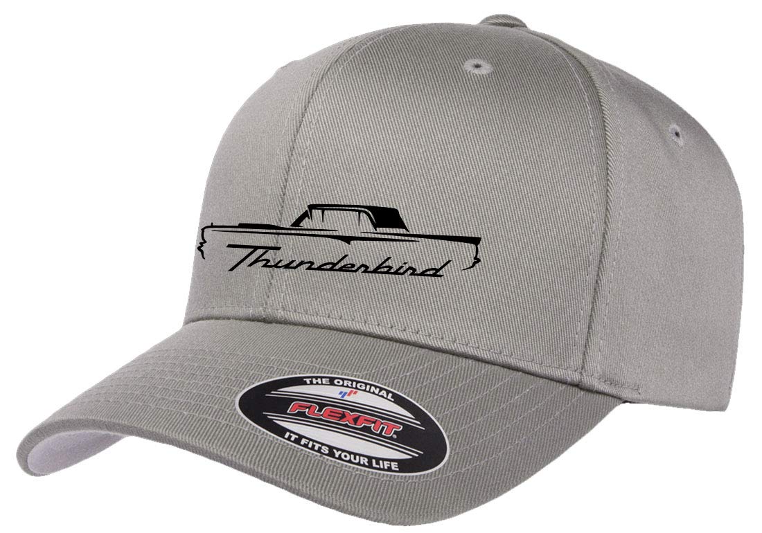 1958 1959 1960 Ford Thunderbird Hardtop Outline Design Flexfit 6277 Athletic Baseball Fitted Hat Cap Grey L/XL