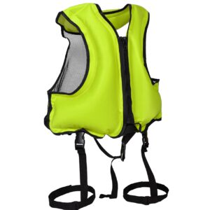 pqpb snorkel vests for adult inflatable floatage jacket upgraded buoyancy kayak aid swim jackets with leg straps green, sof00002